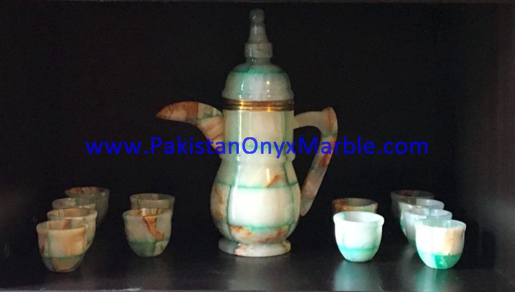 Tea Set Colored Onyx - PakistanOnyxMarble.com