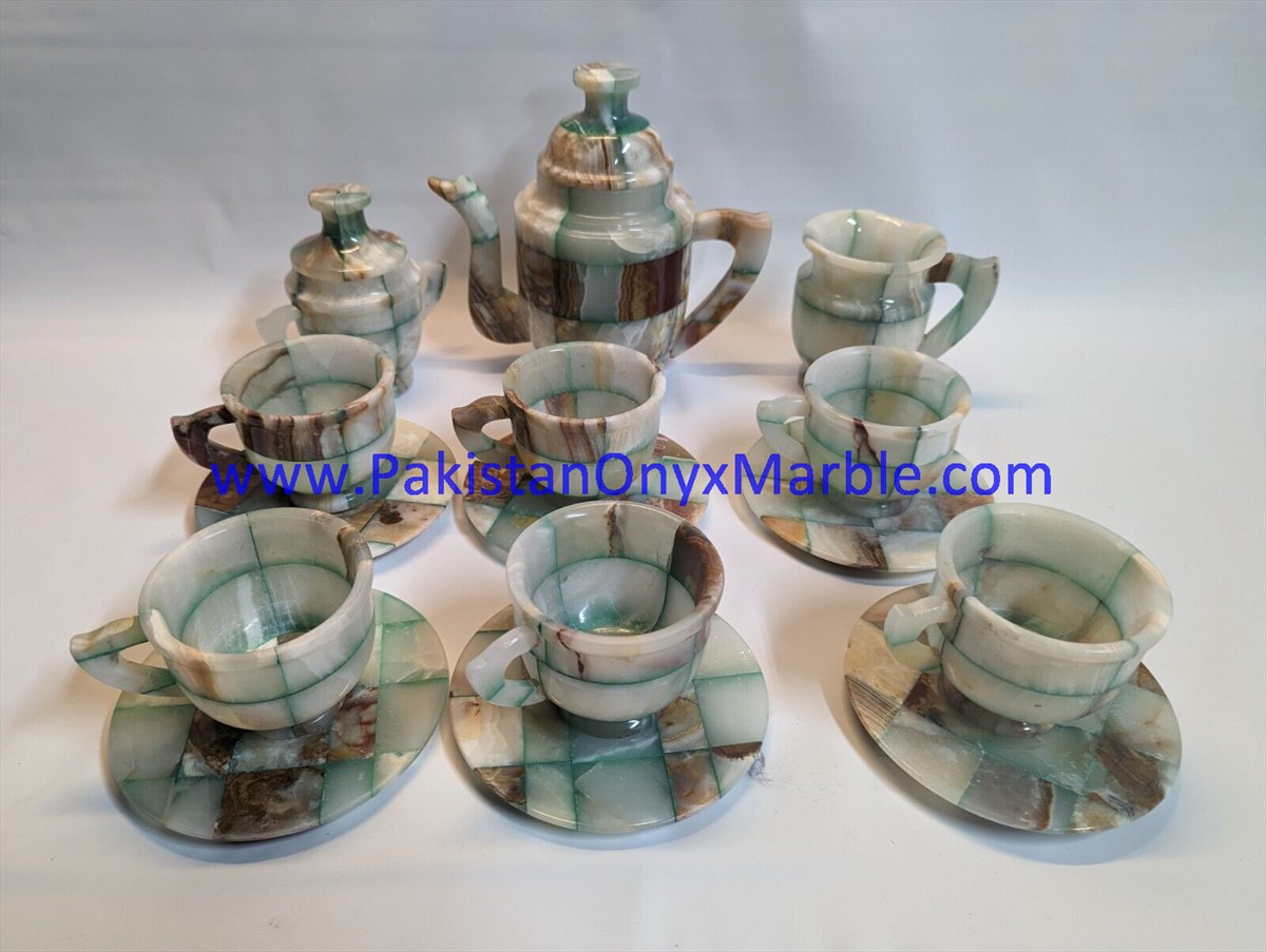 Tea Set Colored Onyx - PakistanOnyxMarble.com