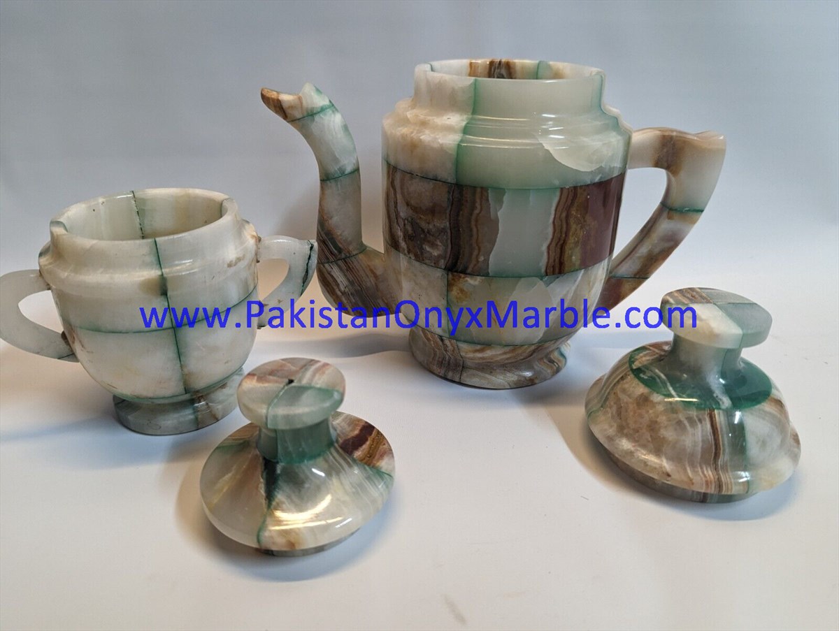 Tea Set Colored Onyx - PakistanOnyxMarble.com