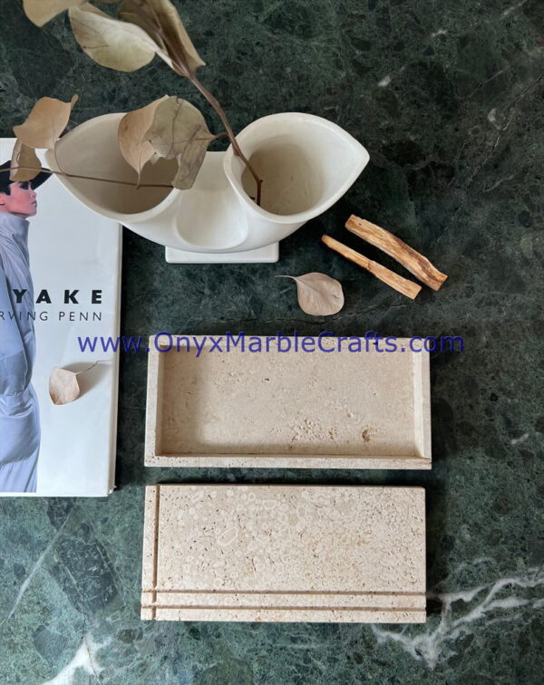 Travertine Stone Boxes Rectangle Shape - PakistanOnyxMarble.com