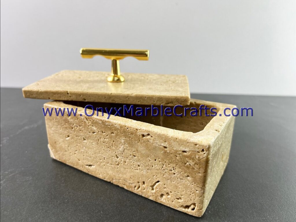 Travertine Stone Boxes Rectangle Shape - PakistanOnyxMarble.com