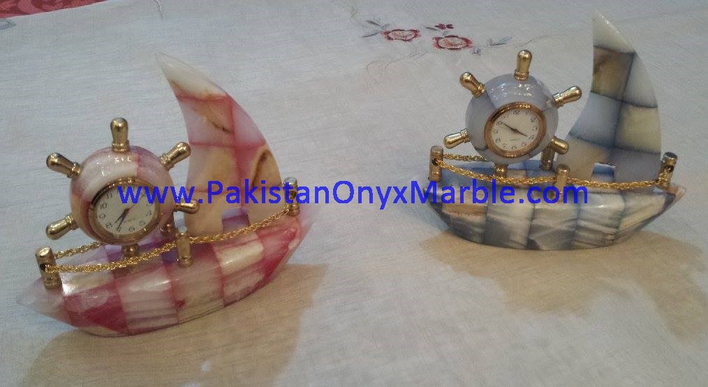 Colored Onyx Sea Ship Clock - PakistanOnyxMarble.com