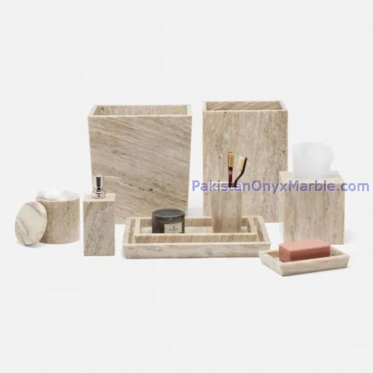 Travertine Stone Bathroom Accessories Set Design Crafts - Pakistan Onyx ...