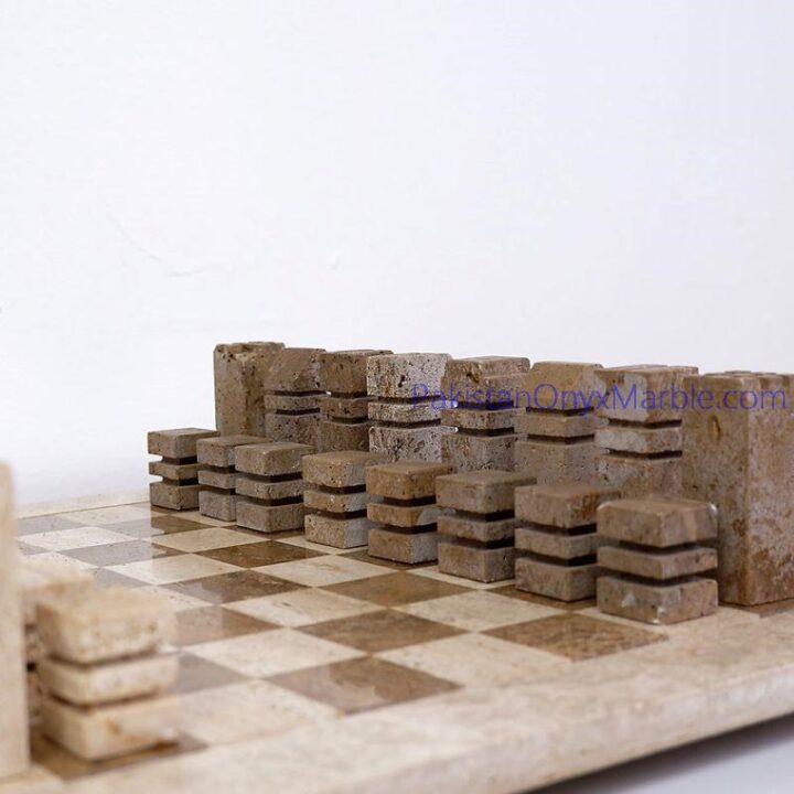 Travertine Stone Chess Set Boards With Pieces Designs Crafts ...