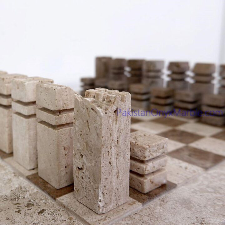Travertine Stone Chess Set Boards With Pieces Designs Crafts ...