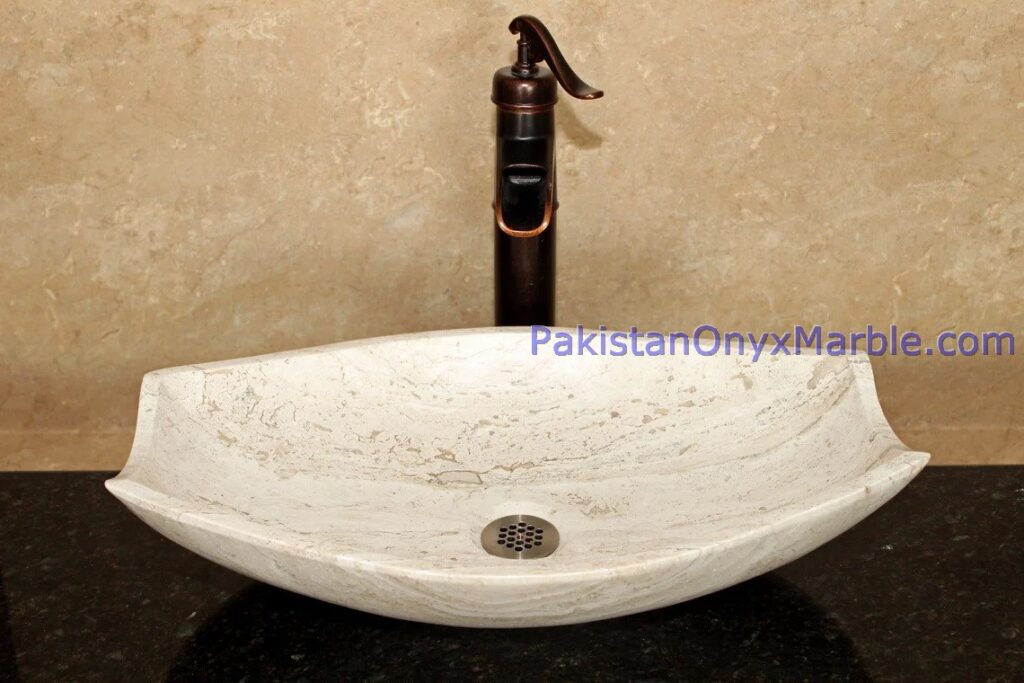 Travertine Stone Marble Boat Shaped Sink - PakistanOnyxMarble.com