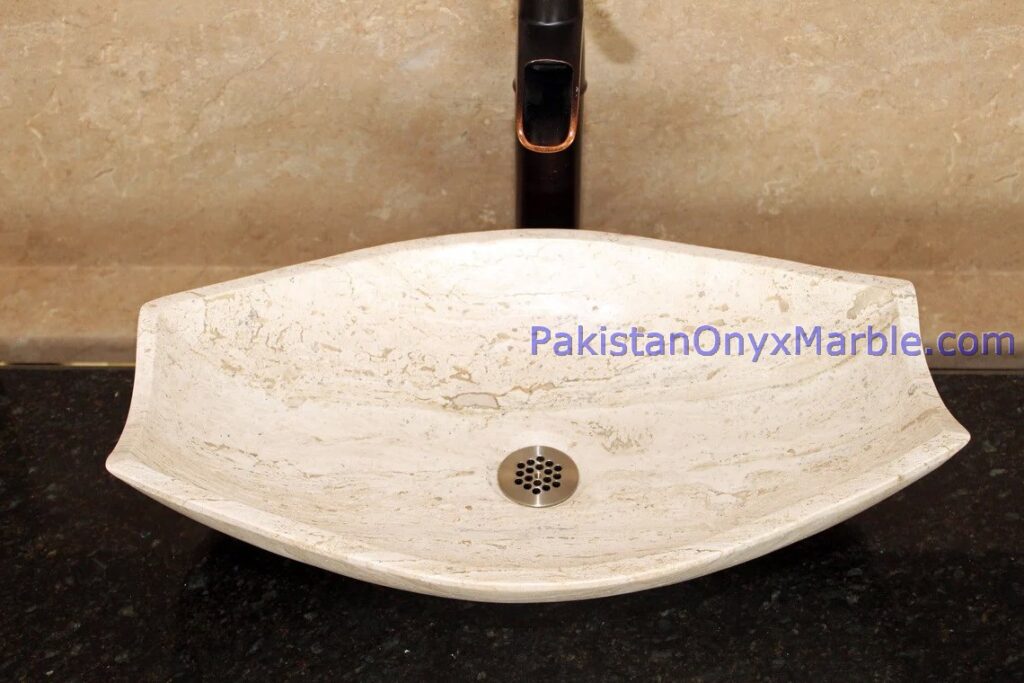 Travertine Stone Marble Boat Shaped Sink - PakistanOnyxMarble.com