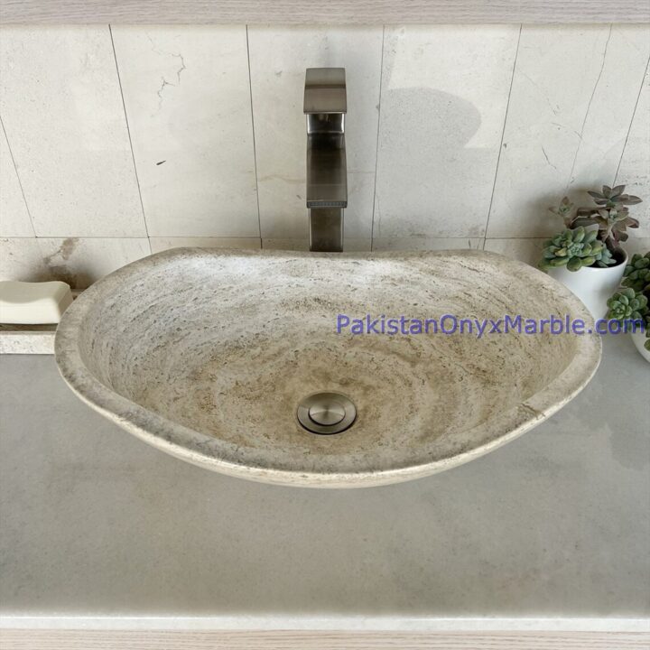 Travertine Stone Marble Boat Shaped Sink - PakistanOnyxMarble.com