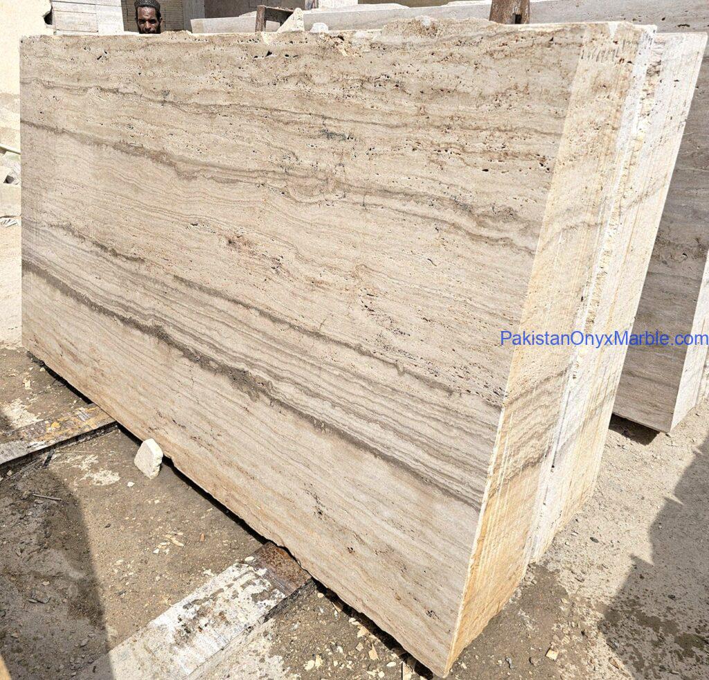 Travertine Slabs Beige Color Vein Cut With Silver Veins ...